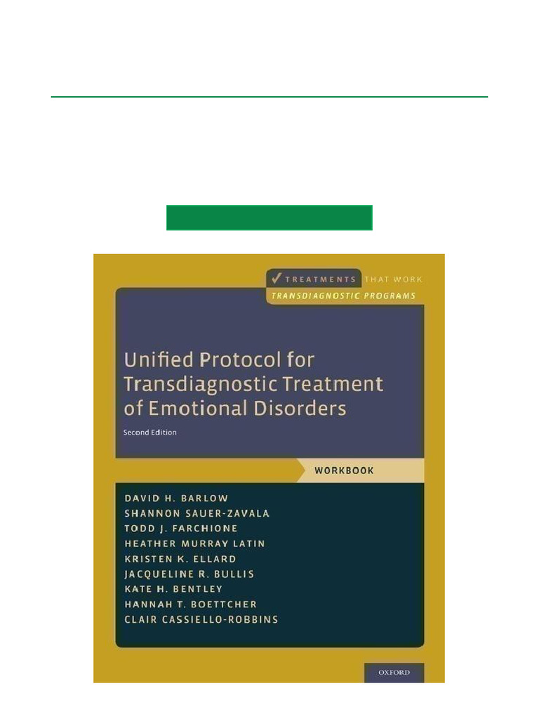 Unified Protocol For Transdiagnostic Treatment of Emotional Disorders ...