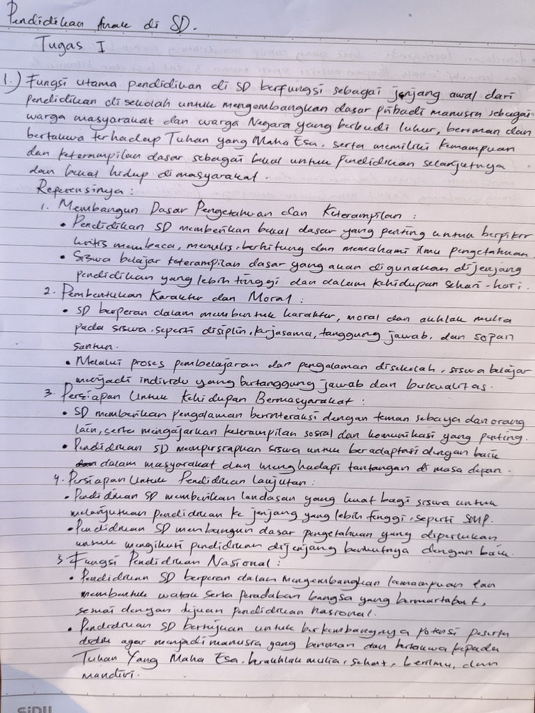 Tugas 1 Pendidikan Anak SD | PDF