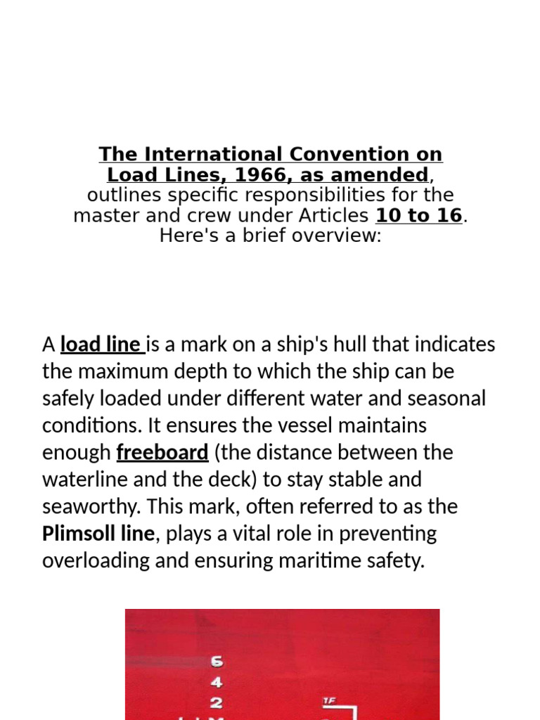 Load Line Convention Responsibilities | PDF | Ships | Shipping