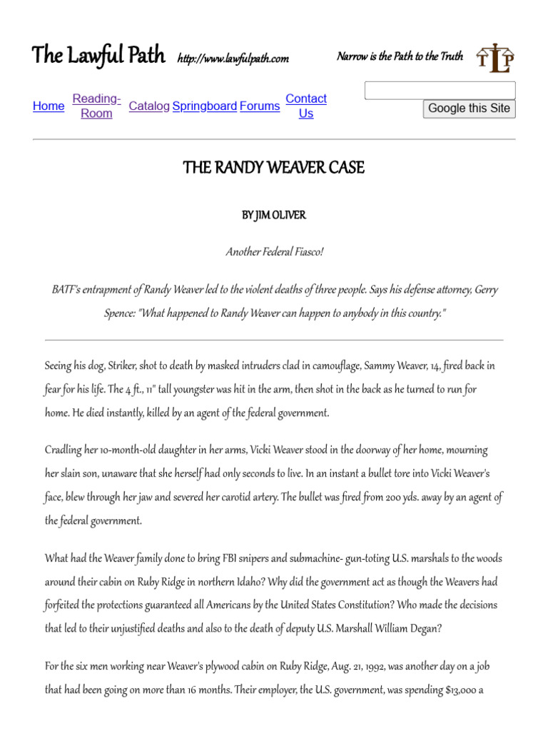 10 The Randy Weaver Case | PDF | Bureau Of Alcohol | Criminal Justice