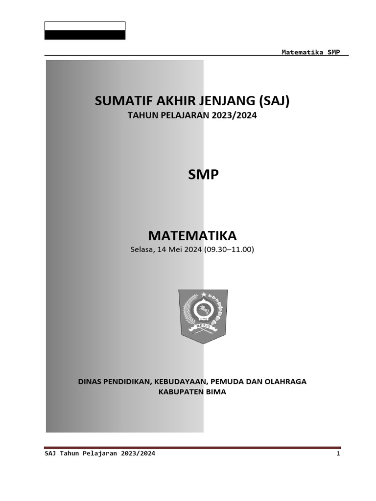 4a. Naskah Soal Saj 2024 - Matematika | PDF