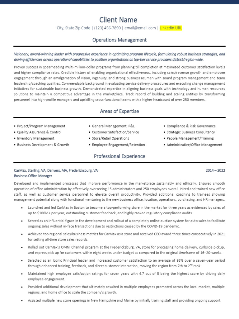 Operations Management Leadership Resume | PDF | Microsoft | Operations ...