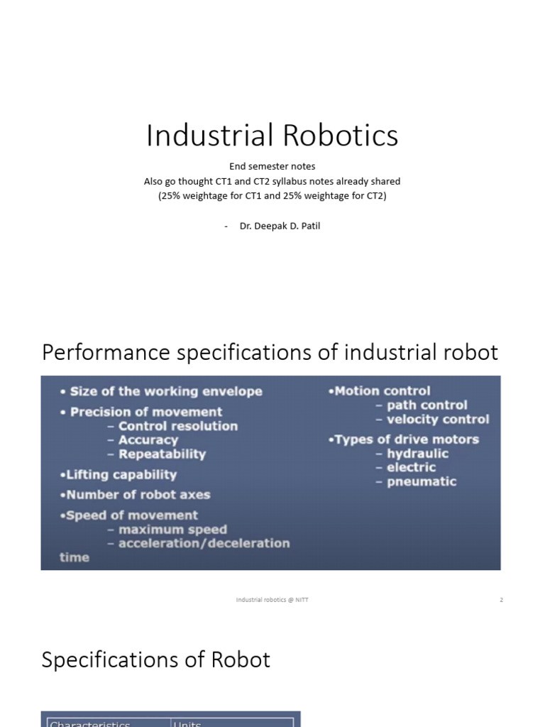 Industrial Robotics End Semester Notes | PDF