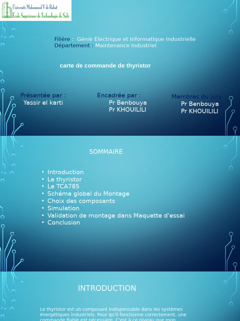 Presentation Pfe Carte Commande Thyristor | PDF | Électromagnétisme | Électrotechnique