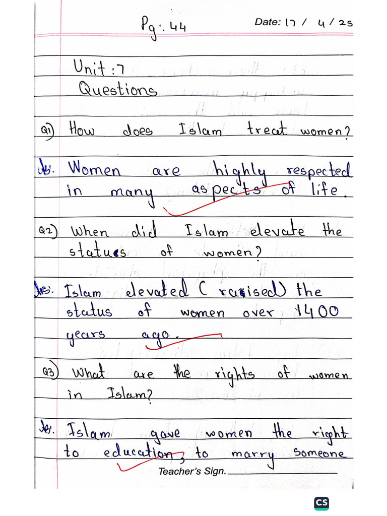 G5 - Islamic Culture - Unit 7 Exercises | PDF