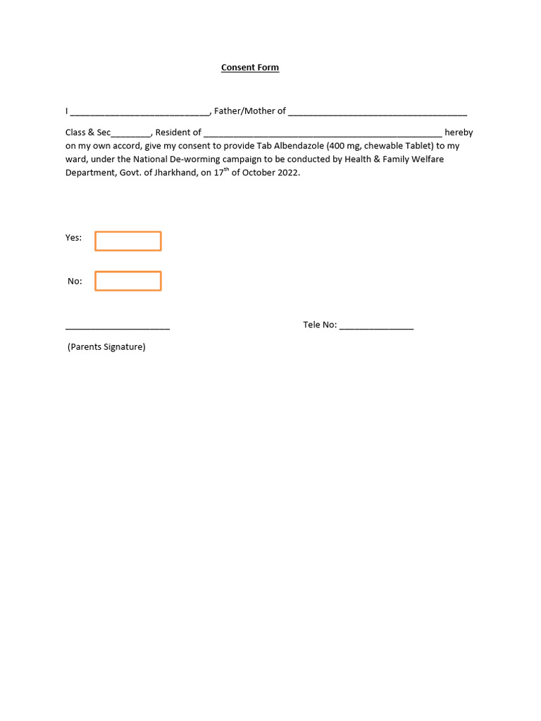 Consent Form For de - Worming | PDF