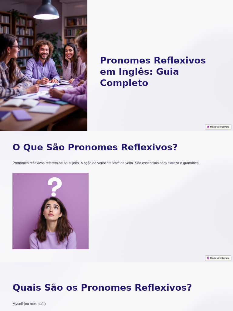 Pronomes Reflexivos em Ingles Guia Completo | PDF