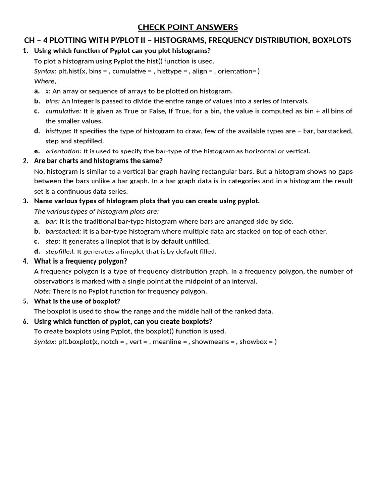 CH 4 Plotting With Pyplot II - Histograms, Frequency Distribution ...