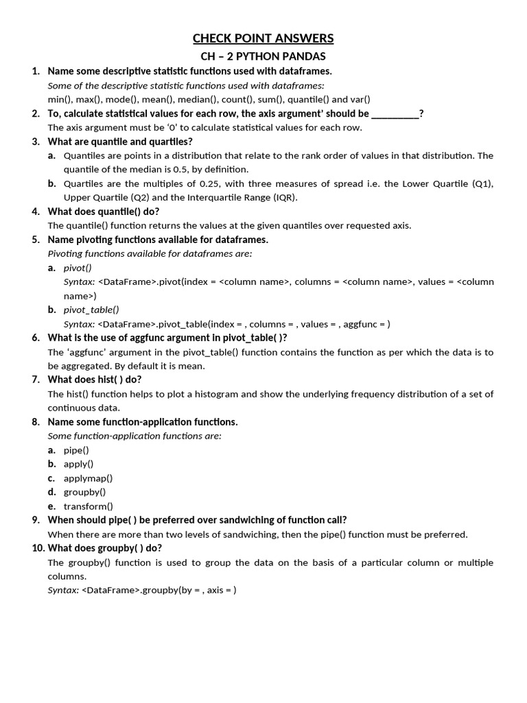 Ch 2 Python Pandas | PDF