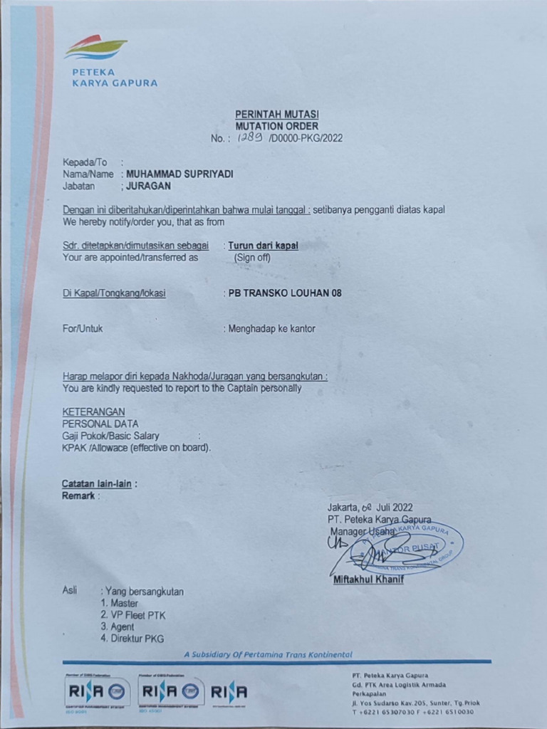 Mutasi On | PDF
