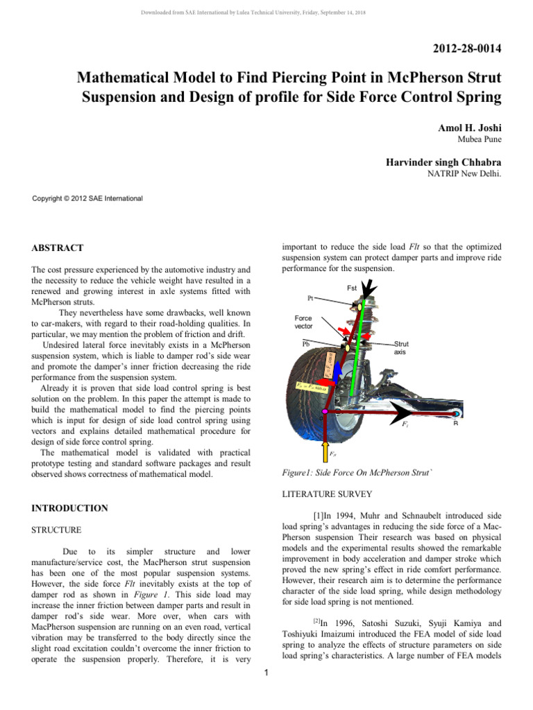 Mathematical Model To Find Piercing Point in Mcpherson Strut Suspension ...