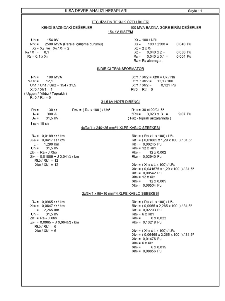 007 KISA DEVRE ANALİZİ HESAPLARI | PDF