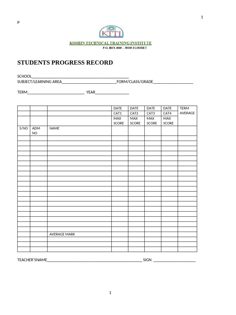 Students Progress Record | PDF