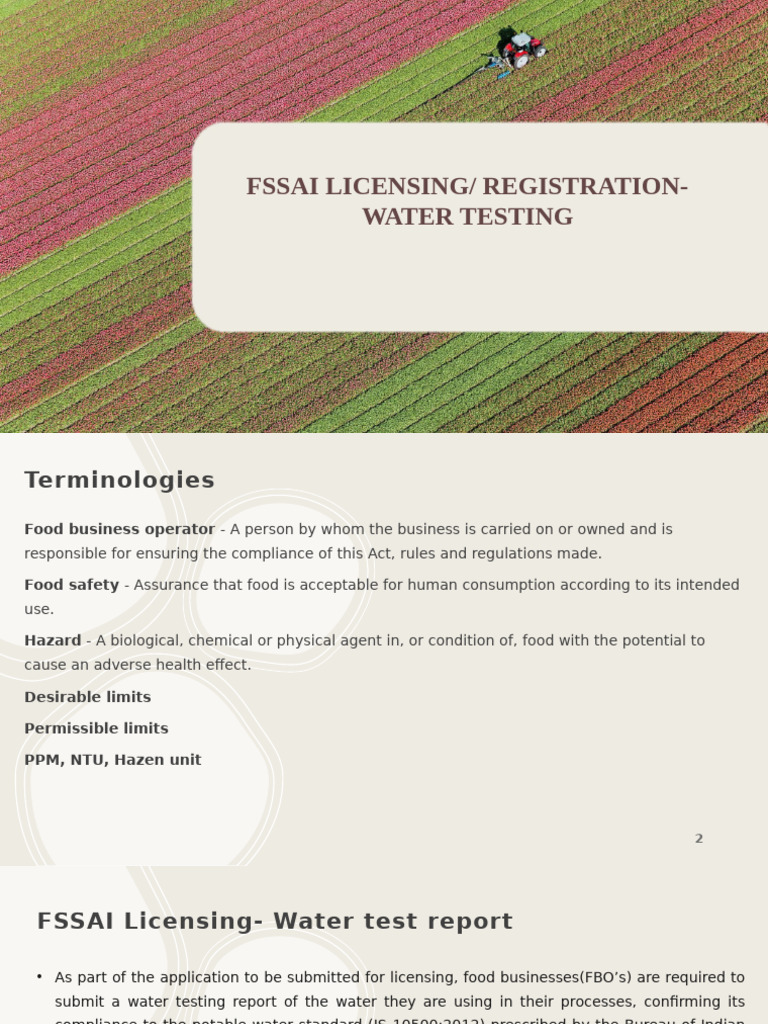 FSSAI Water Testing | PDF | Water | Drinking Water