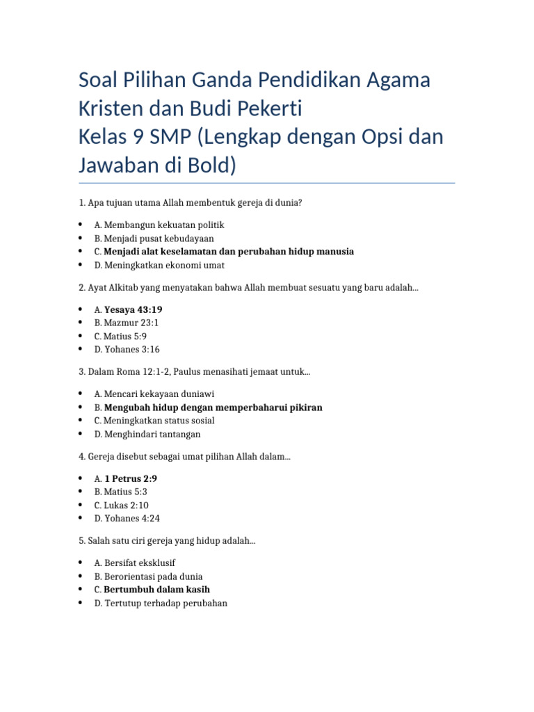 Soal PAK Kelas9 Lengkap | PDF