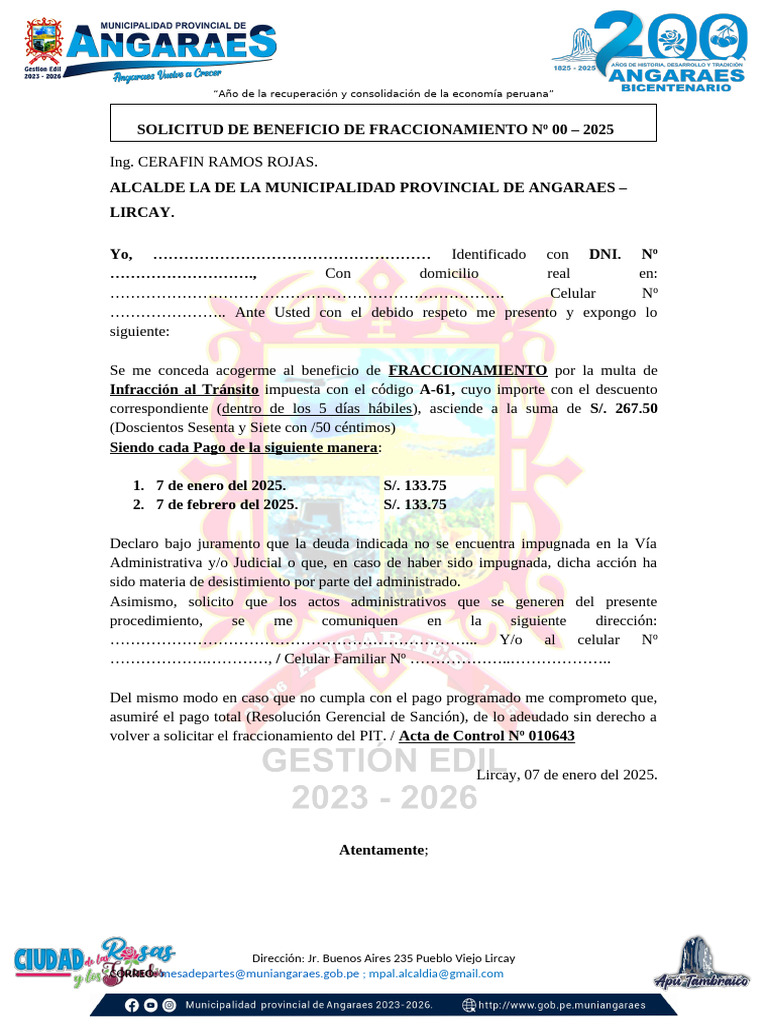 Sol. Fracc. 00 - Modelo de Fraccionamiento | PDF | Gobierno