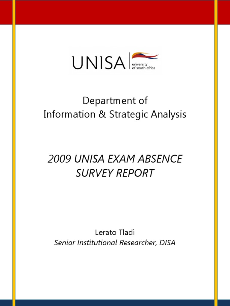 DISA Exam Absence Report 2009 | PDF | Survey Methodology | Questionnaire