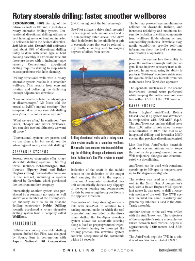 Rotary steerable drilling faster, smoother wellbores | PDF | Drilling ...