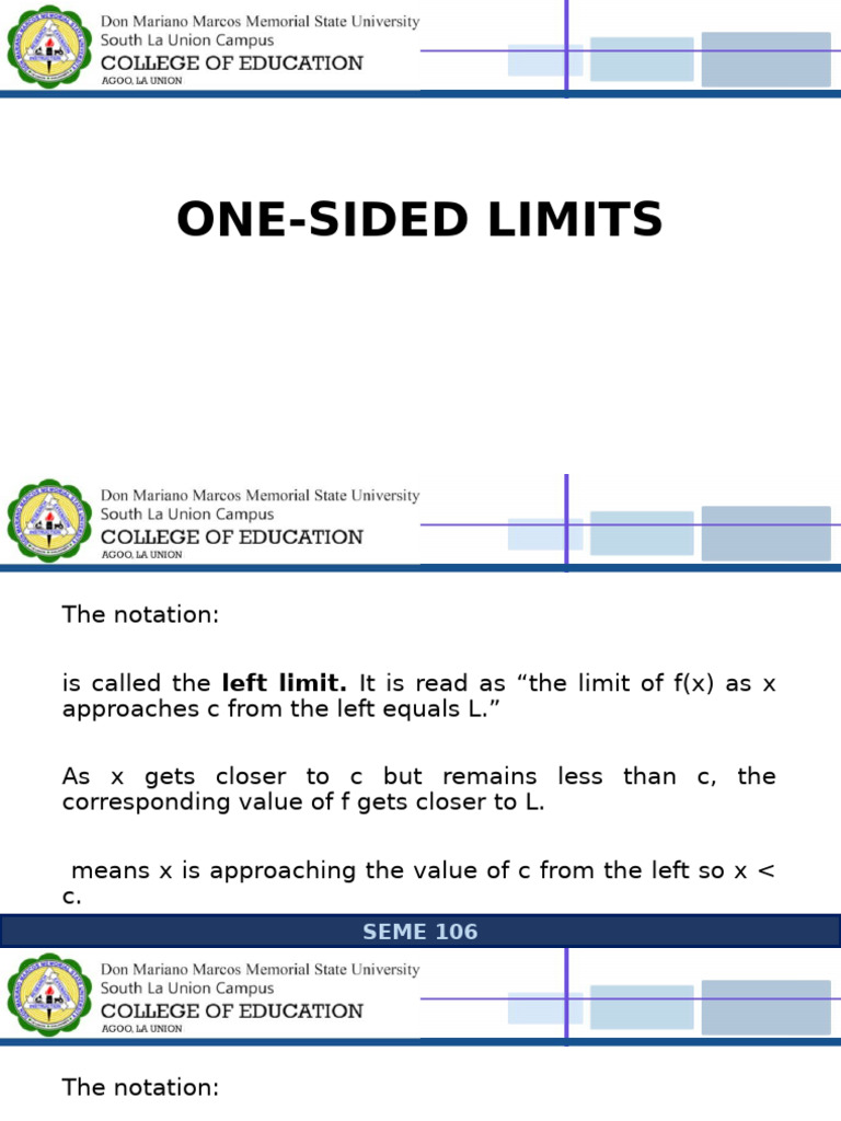 SEME 106 One Sided Limits | PDF