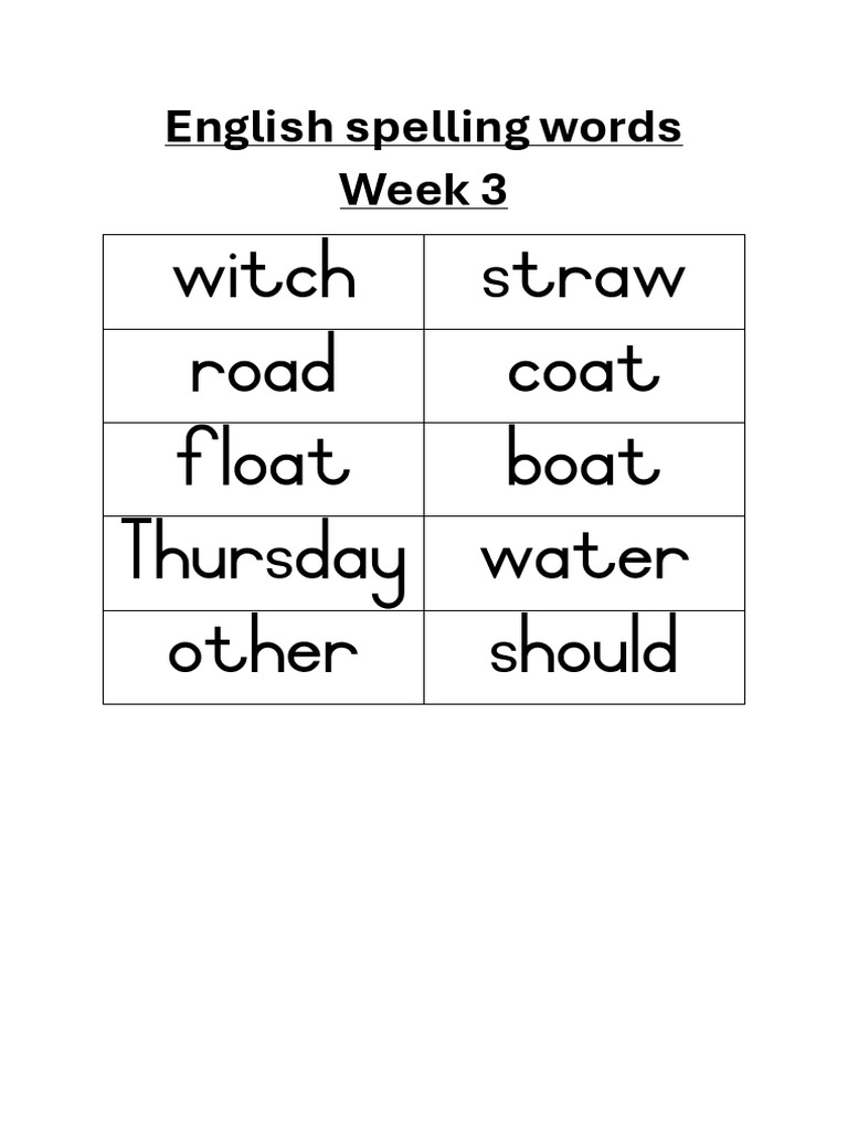 Spelling Week 3 | PDF