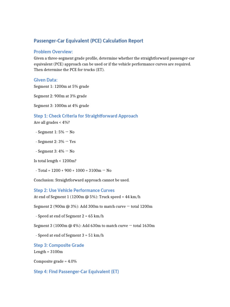 PCE Calculation Report | PDF