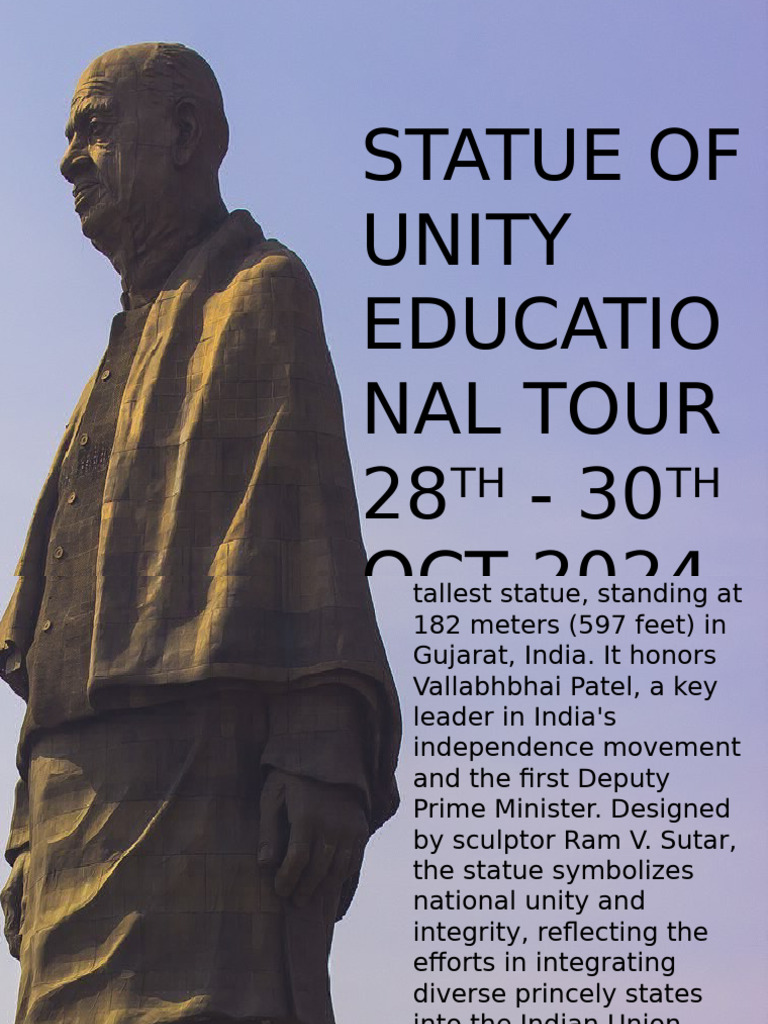 Statue of Unity Educational Tour PPT Grade 8 2024-2025 | PDF