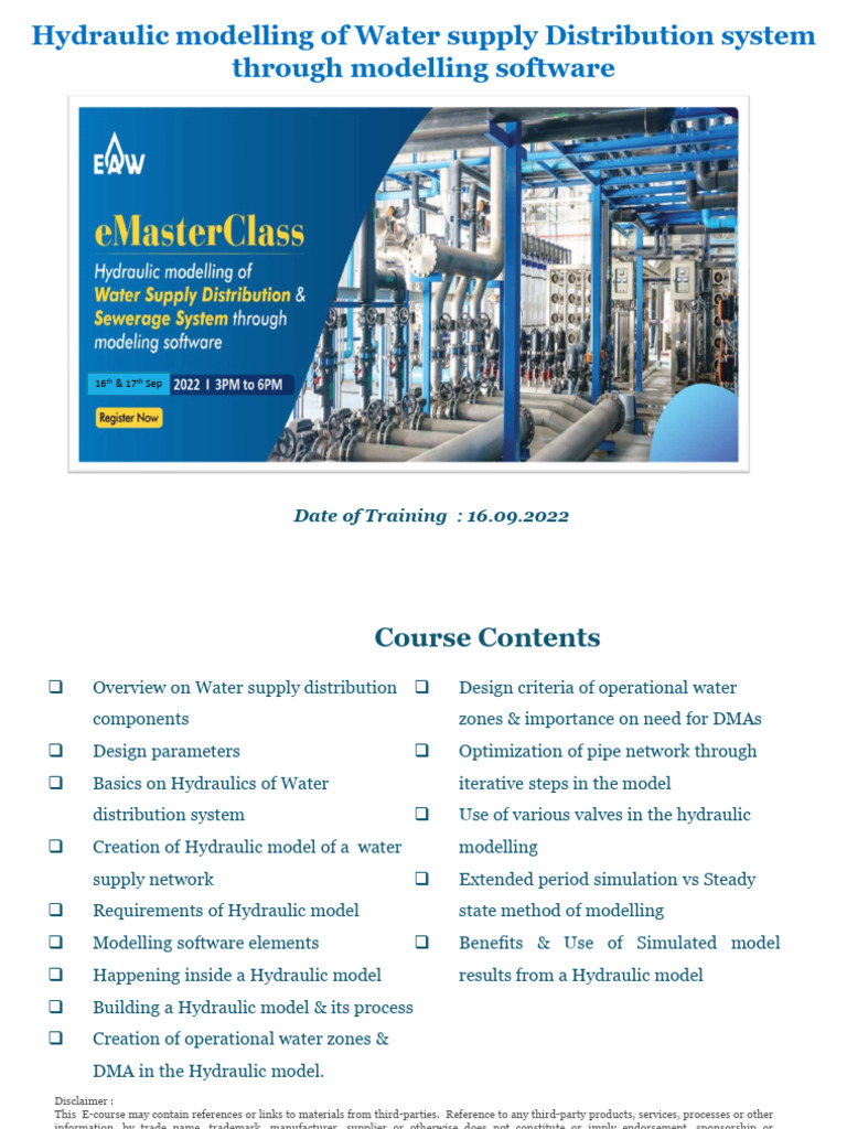 Handouts Day 1 Water Hydraulic Modelling Part 1 | PDF | Water Supply Network | Fluid Dynamics