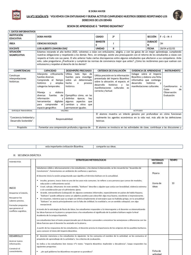 2° - CCSS - S2 - Unidad Ii - Luis Zamora - "Imperio Bizantino" | PDF | imperio Bizantino ...
