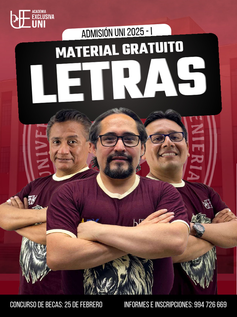 Examen Letras - UNI 2025 I | PDF
