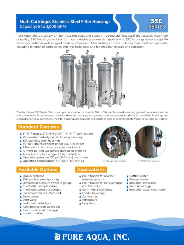 Multi Cartridge Stainless Steel Filter Housings SSC Series | PDF ...