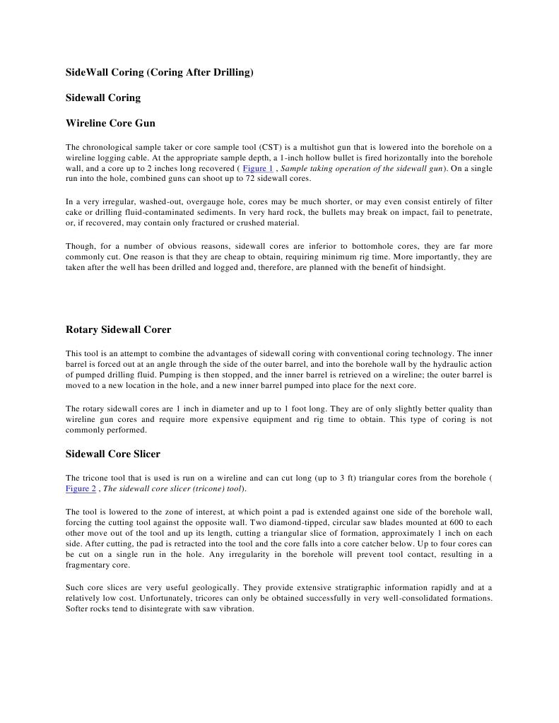 SideWall Coring | PDF | Drilling Rig | Industries