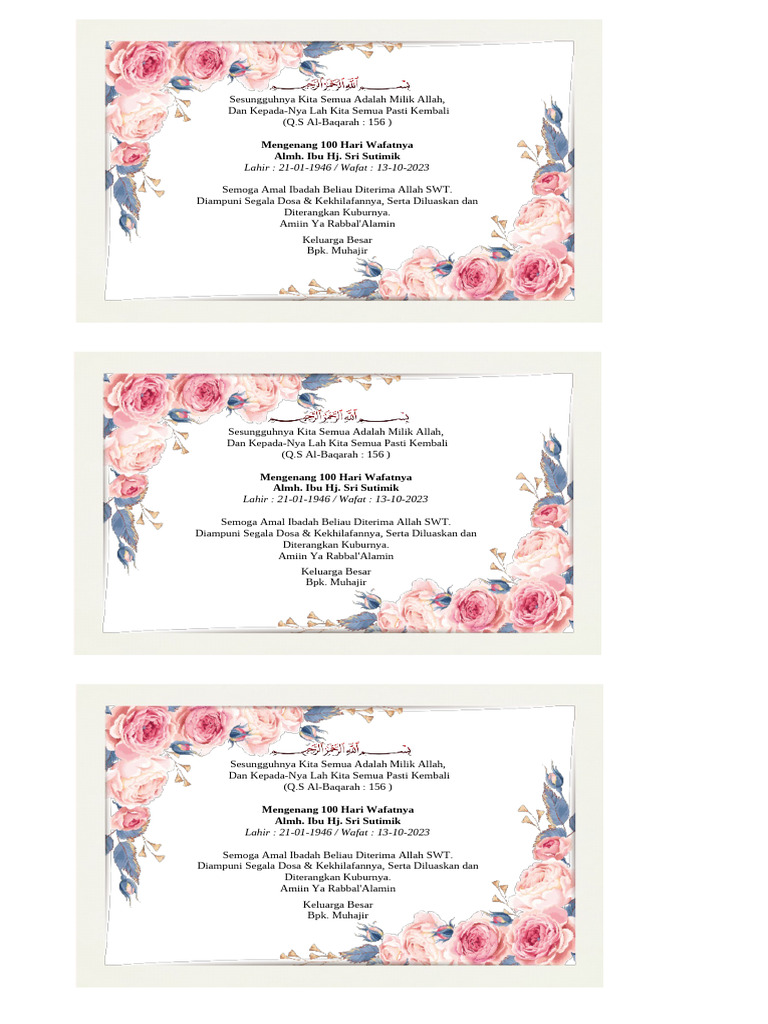 Ucapan Di Kotak Nasi 40 Hari 2 - Kanalmu | PDF