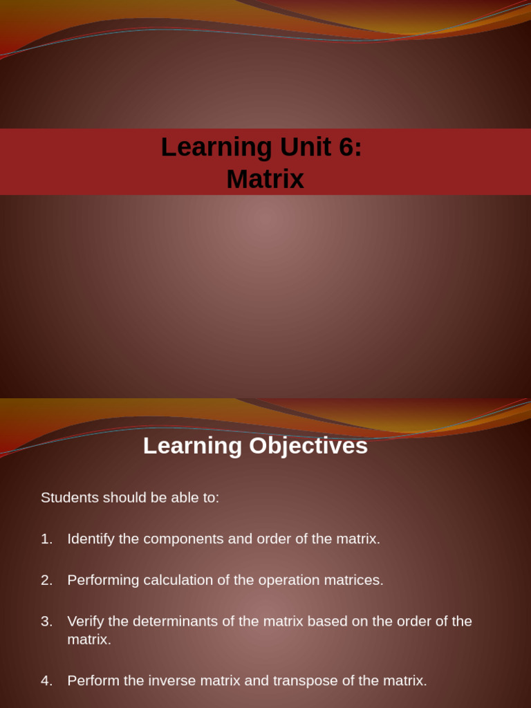 LU6_2021_ Matrix_Student | PDF | Matrix (Mathematics) | Mathematics