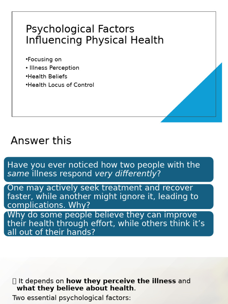 Psychological Factors Influencing Physical Health | PDF | Psychology ...