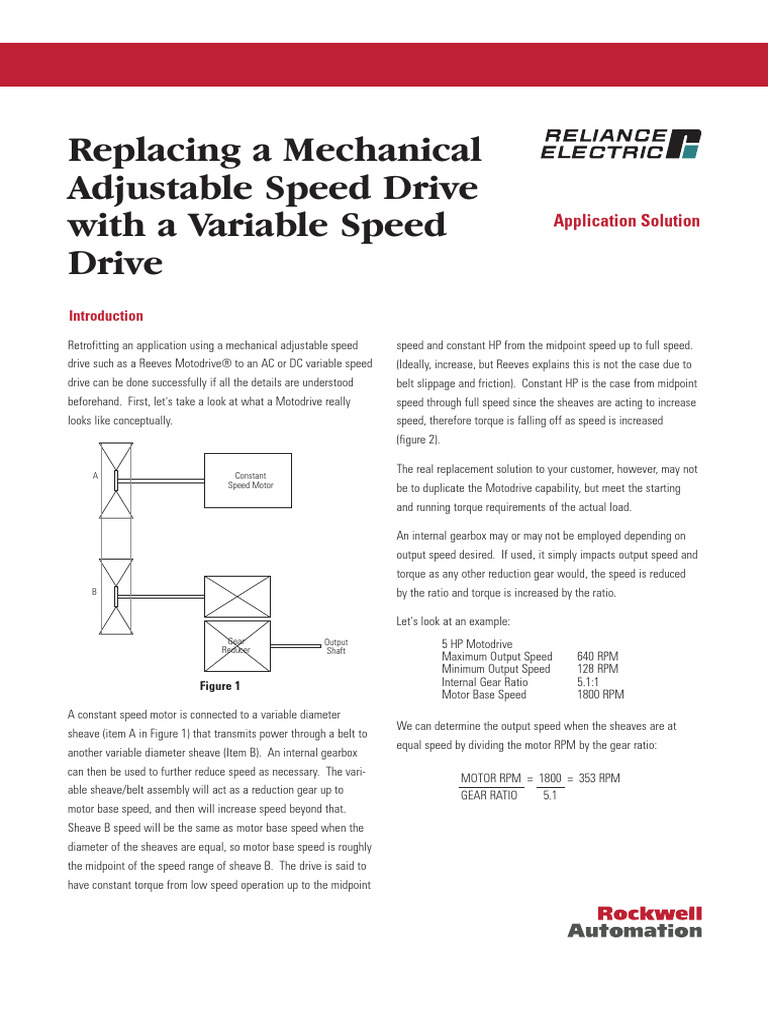 Replacing a Mechanical Adjustable Speed Drive with a Variable Speed Drive | PDF | Horsepower ...