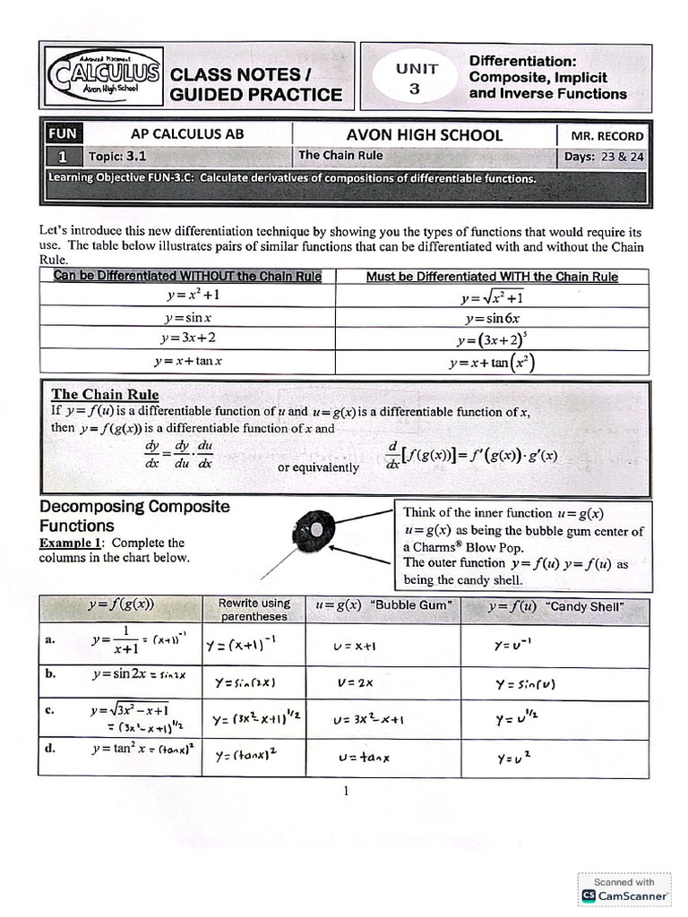 AP Calc BC Exam Notes (Unit 3) | PDF