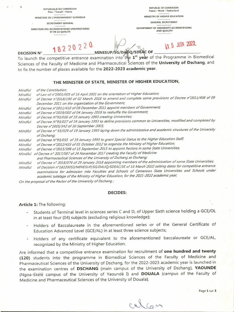 FMSP UDs 2022 1ere Annee - en | PDF | Vocational Education | Qualifications