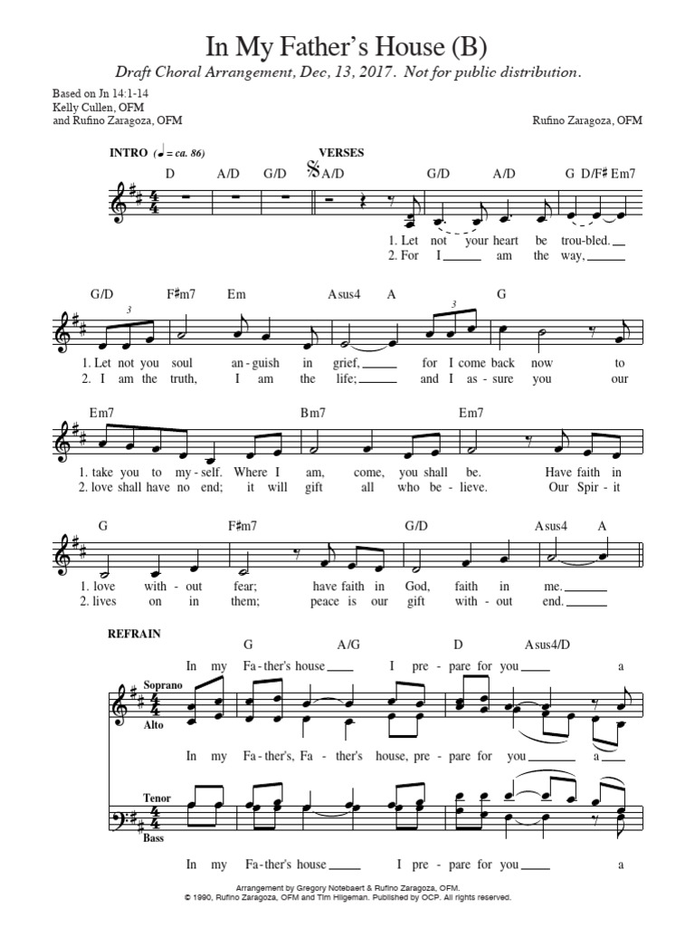 In My Fathers House GAB SATB B | PDF | Vocal Music | Choral Music
