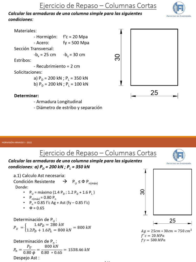 Ejercicio de Repaso 1– Columnas Cortas -2022 | PDF | Bienes raíces | Física Aplicada e ...