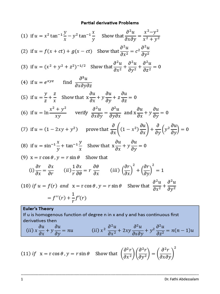 02 Partial Derivative Problems 2nd Lec | PDF | Coordinate System | Mathematical Physics