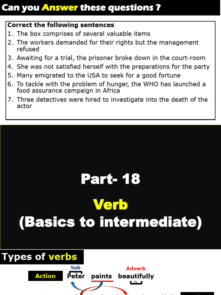 Notes - Part - 18 - Verbs Basics - Complete English Grammar by YET ...
