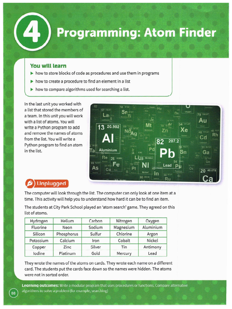 Unit4 - Programming Atom Finder | PDF