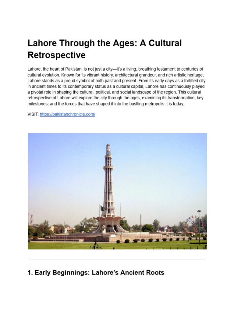 Lahore Through The Ages - A Cultural Retrospective | PDF | Lahore ...