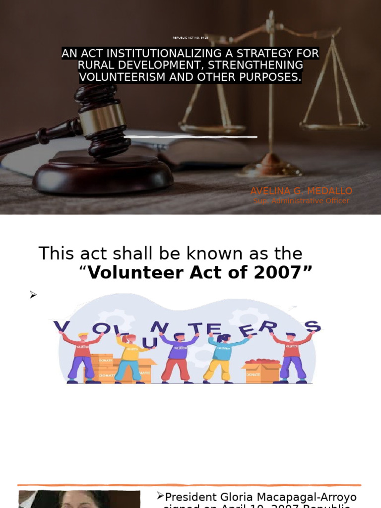 Volunteer Act of 9418 | PDF | Volunteering | Policy