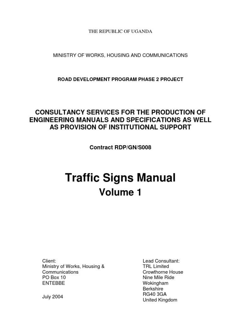 Traffic Signs Manual Vol 1 | PDF | Traffic | Road