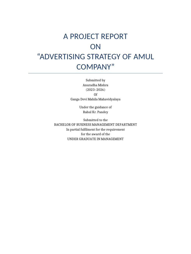 Amul Advertising Project | PDF