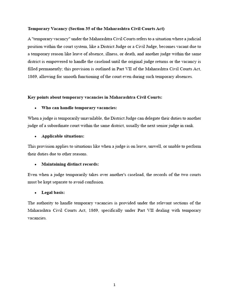 Temporary Vacancy | PDF