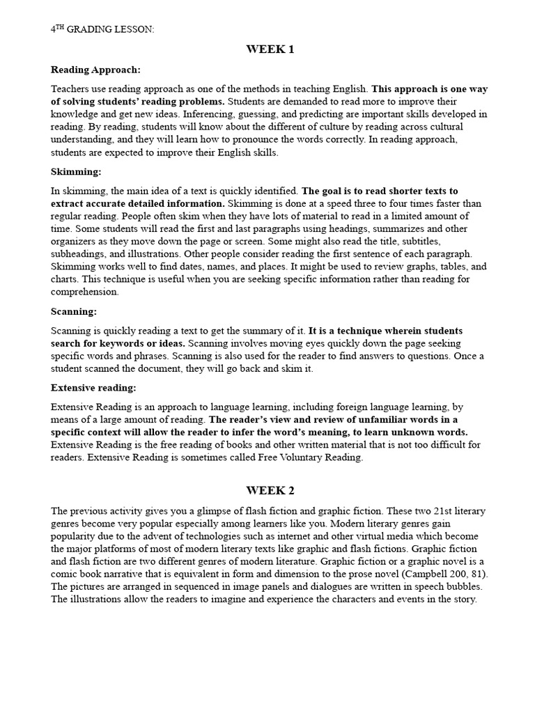 4th Grade English Reading Strategies Guide | PDF | Speed Reading ...
