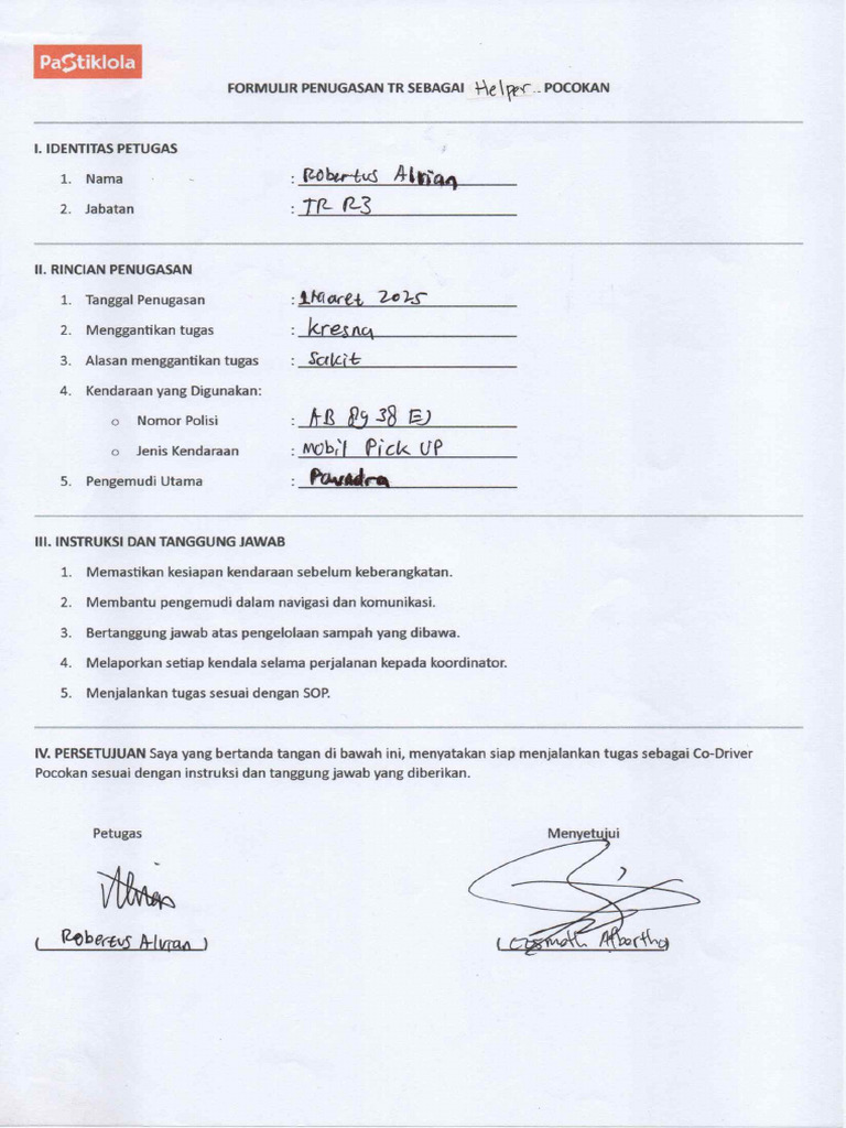 Penugasan TR SBG Helper Pocokan | PDF