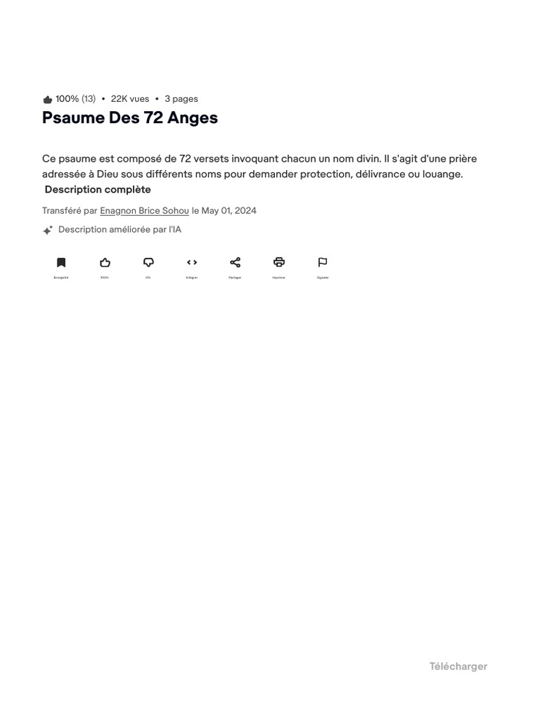 Psaume des 72 Anges et Invocations | PDF | Psaumes